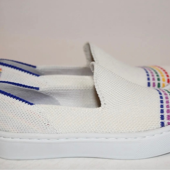 Rothy's | Shoes | Rothys The Kids Sneaker Knit Fabric White Rainbow ...